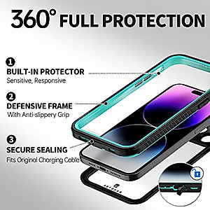 BEASTEK iPhone 14 Pro Max Waterproof Case, Underwater Shockproof Dustproof Case, FSN Series with Built-in Screen Protector with Protective Clear Back Cover, for Apple iPhone 14 Pro Max (6.7'') (Teal)