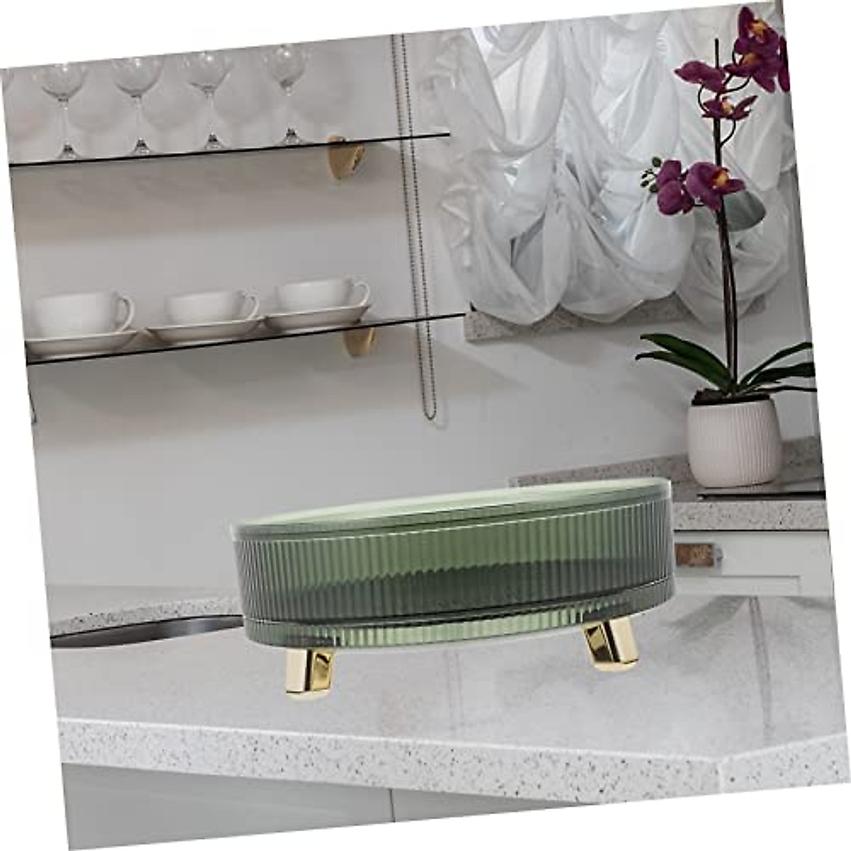 FRCOLOR 2pcs Rotating Storage Tray Skincare Holder Cosmetics Holder Tray Turning Desktop Organizer Makeup Carousel Rotating Kitchen Spice Rack High Capacity to Rotate The pet Brush Holder