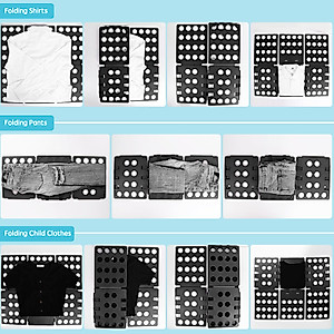 T Shirt Folding Board Laundry Organizer Durable Tool T Shirt Clothes Folder Plastic Easy and Fast Folding Board for Kid Children and Adult to Fold Clothes Black