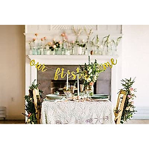 Gold Glitter Our First Home Banner, Welcome Home Banner, Housewarming Party Banner, Sweet Home Hanging Sign