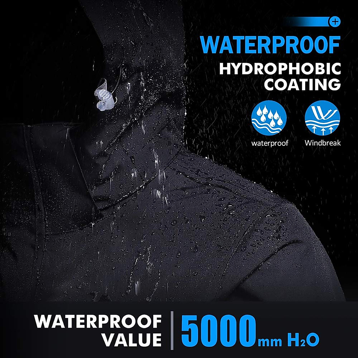 CAMEL CROWN Womens Waterproof Ski Jacket 3-in-1 Windbreaker Winter Coat Fleece Inner for Rain Snow Outdoor Hiking(Black,3XL)