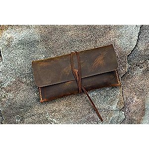 Personalized Distressed Leather Pencil Pouch/Retro Leather Pen Pencil case/Small Cosmetic Bag PP05SS