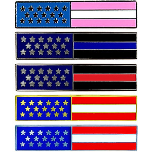 U.S. Flag Lapel Pin, Enameled & Plated, 2 Clutch Backs, 1-3/4x3/8" Regular/Clutch Back Blue Line 1-3/4 x 3/8"