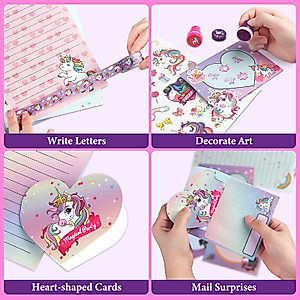 TingingYuli Kid Journal Stationery Set,Gifts for Girls Ages 6 7 8 9 10 11 12 Year Old,49 Pieces Stationery Letter Writing Crafting Kit with Storage Case,Preteen Girls Toys Gift for Birthday Christmas