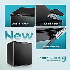 EUHOMY 1.1 Cubic Feet Mini Freezer, Countertop, Single Door Compact Upright Freezer with Reversible Door, Removable Shelves, Small freezer for Home/Dorms/Apartment/Office, New Black