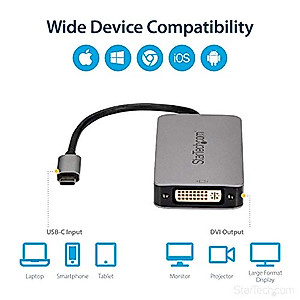 StarTech.com USB 3.1 Type-C to Dual Link DVI-I Adapter - Digital Only - 2560 x 1600 - Active USB-C to DVI Video Adapter Converter (CDP2DVIDP), Space Gray