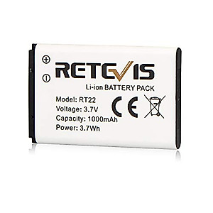 Retevis RT22 RT22S RT15 RT19 2 Way Radio Battery Original 3.7V 1000mAh Li-ion Battery Compatible RT22 RT22S RT15 RT19 WLN KD-C1 Walkie Talkies (5 Pack)