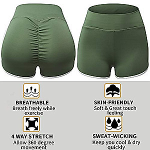 HOMETA Scrunch Butt Shorts Butt Lifting Booty Shorts for Women High Waisted Yoga Shorts Workout Gym Textured Ruched Shorts
