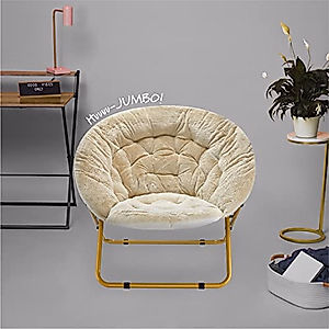 Urban Shop Faux Fur Saucer Chair, 36.2D x 36.2W x 31.9H in, Ivory