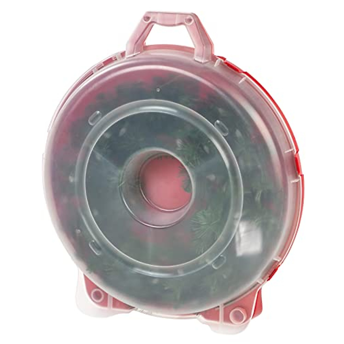 IRIS USA 24" Wreath Storage Container, Clear/Red