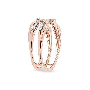 AFFY 0.30 Carat Round White Cubic Zirconia Enhancer Guard Ring 14K Rose Gold Over Sterling Silver