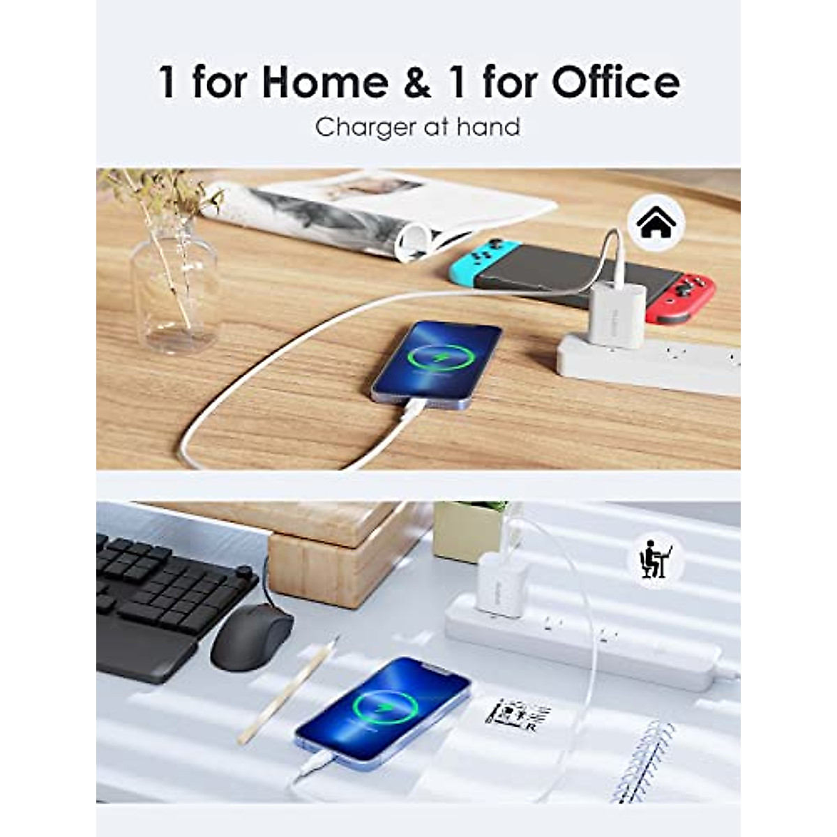 [2-Pack] USB C Wall Charger, oraimo Charger Block 20W, PD Fast Charging Power Adapter Plug for iPhone 14/13/12/11 Pro Max, Mini, Pro XR, Galaxy, Pixel 4/3, iPad/iPad Mini and More (White)