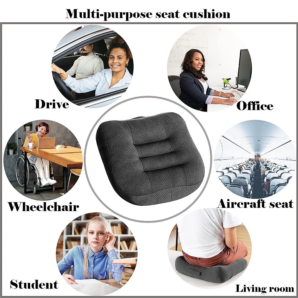 Car Booster Seat Cushion, Heightening Height Boost Mat, Breathable Mesh Portable Car Seat Pad Angle Lift Seat Cushions for Car, Office,Home, Grey 15.7x15.7x4.7inch