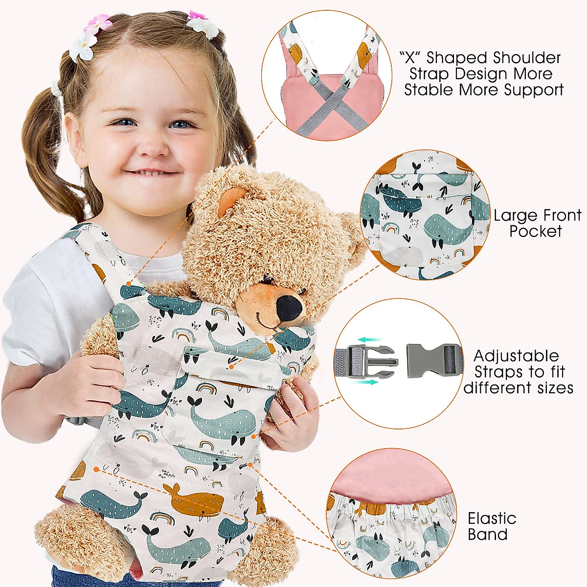 Vollence Baby Doll Carrier Front and Back Backpack Doll Carrier for 14 to 25 inch Dolls