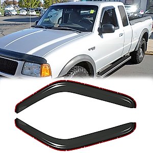 Deebior 2pcs in Channel Dark Smoke Tinted Sun Rain Guard Wind Deflector Window Visors Wind Deflectors Compatible with 1993-2011 Ranger 92083