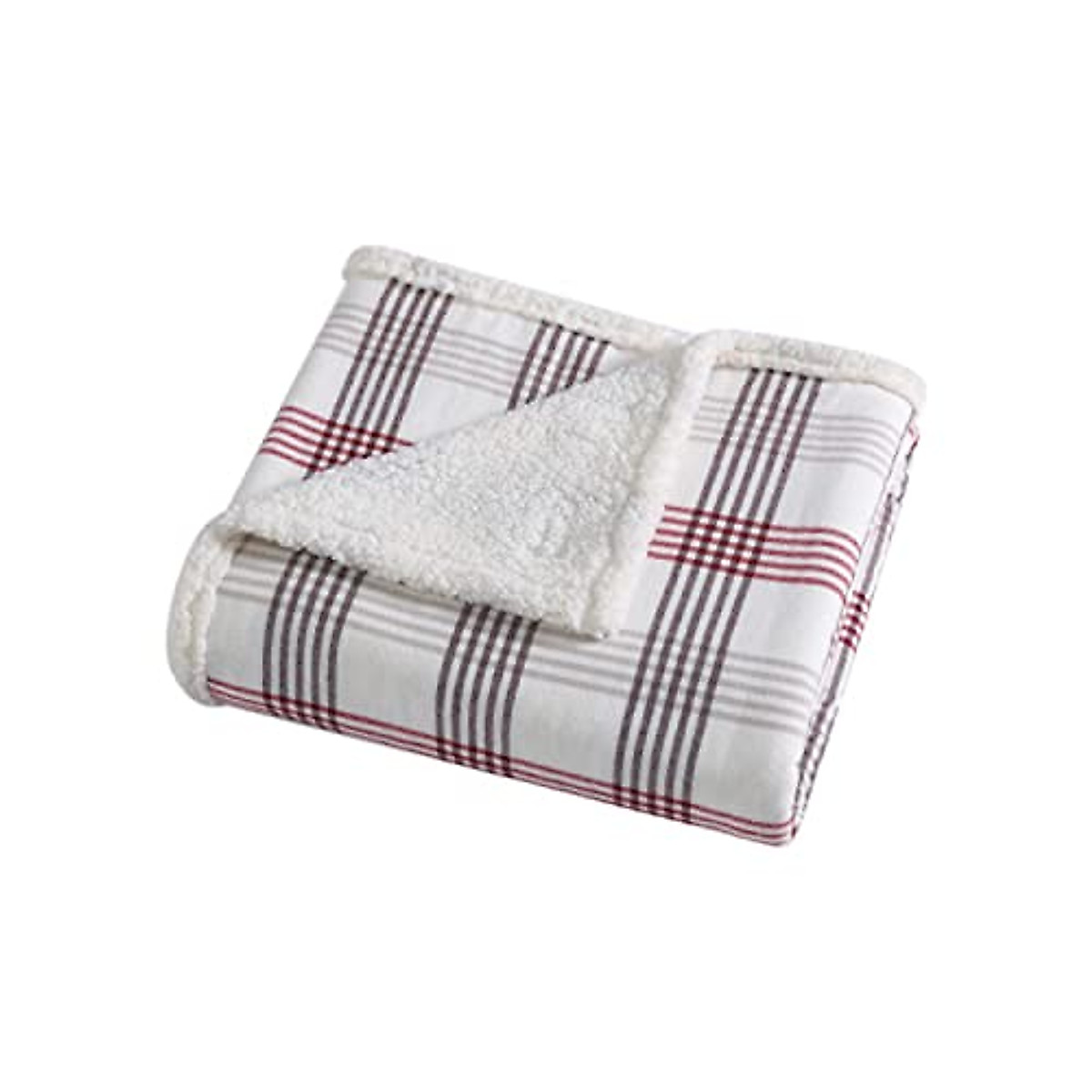 Eddie Bauer Ultra-Plush Collection Throw Blanket-Reversible Sherpa Fleece Cover, Soft & Cozy, Perfect for Bed or Couch, New Castle Red