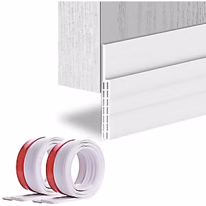 [2Pack Large Door Sweep] Huge Gap Door Draft Stopper, 3-2/5"W x 39" L Door Bottom Seal with Wider Strong Adhesive for Interior/Exterior Doors - Guard Against Drafts, Dust, Noise and Animals-White