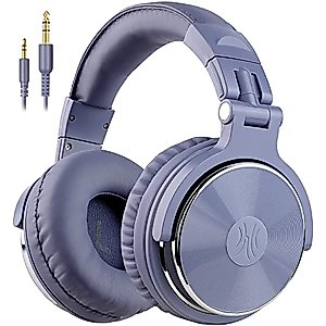 OneOdio Over Ear Headphone, Wired Bass Headsets with 50mm Driver, Foldable Lightweight Headphones with Share Port and Mic for Recording Monitoring Mixing Podcast Guitar PC TV (Light Blue)