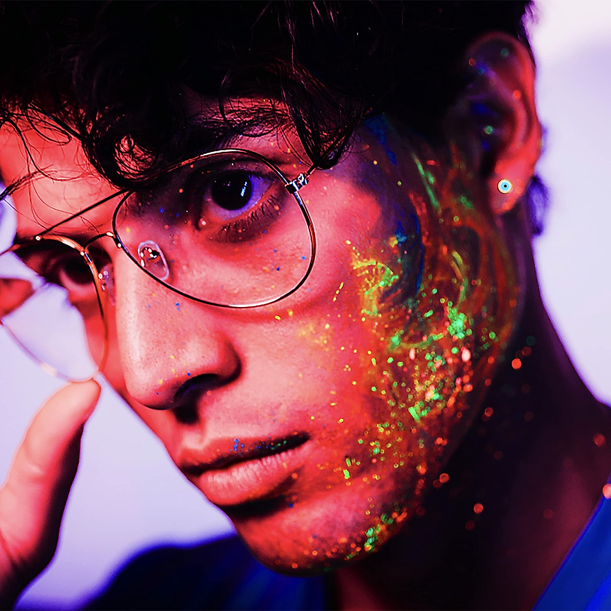 Blue Evil Eye Mini Stud Earrings for Women Little Men Dainty Minimalist Tiny Cartilage Tragus Small Cute Hypoallergenic Studs for Birthday…