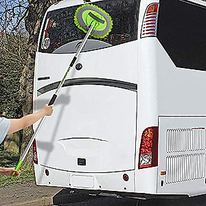 anngrowy 62" Microfiber Car Wash Brush Mop Kit Mitt Sponge with Long Handle Car Cleaning Supplies Kit Duster Washing Car Tools Accessories, 1 Chenille Scratch-Free Replacement Head Aluminum Alloy Pole