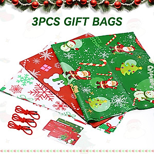 Large Christmas Gift Bags,3 Pack 36" x 44" Extra Large Christmas Gift Bag with Tag & Tie,Jumbo Gift Bag,Christmas Giant Gift Bags,Huge Plastic Gift Bags for Xmas Party Favors Supplies Gift Wrapper