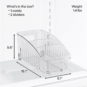 YouCopia RollOut Fridge Drawer 6", BPA-Free Clear Rolling Refrigerator Organizer Bin with Adjustable Dividers and Handles for Produce, Food, Meal and Snack Storage
