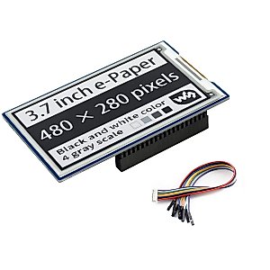 waveshare 3.7inch E-Ink Display HAT for Raspberry Pi 4B/3B+/3B/2B/Zero/Zero W/WH,Jetson Nano 480×280 Pixels Black White eink Display e-Paper HAT,4 Grey Scales,SPI Interface