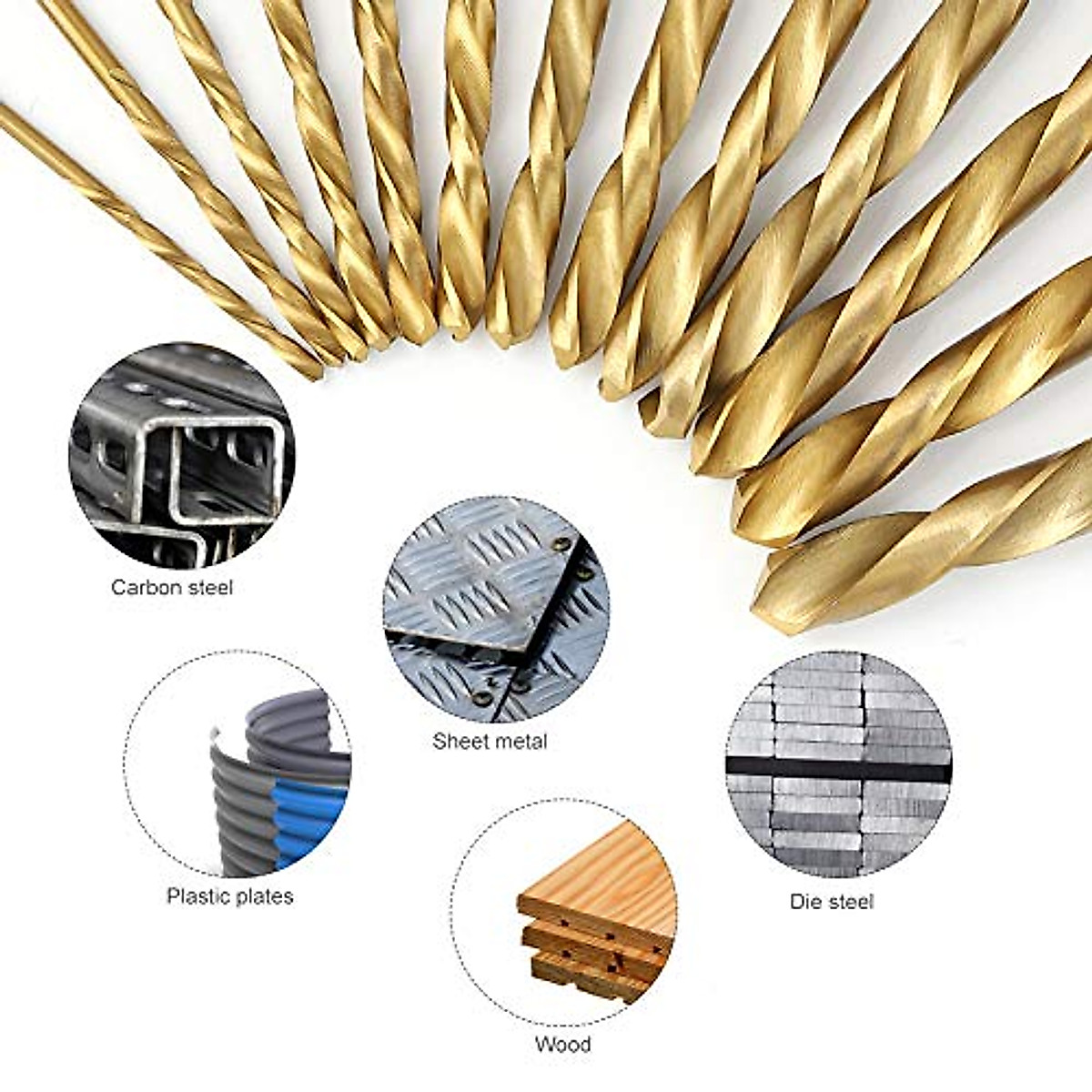 COMOWARE Left Hand Drill Bit Set, 13 Piece | M2 HSS with Titanium Nitride Coating | SAE (1/16" - 1/4")