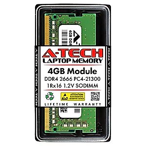 A-Tech 4GB Memory RAM for Dell Alienware Area-51M - DDR4 2666MHz PC4-21300 Non ECC SO-DIMM 1Rx16 1.2V - Single Laptop & Notebook Upgrade Module (Replacement for AA086413)