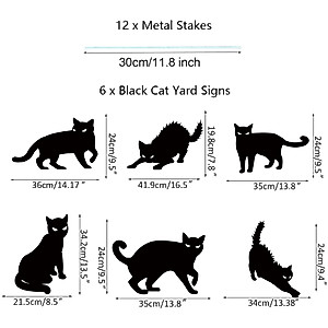 6 Pack Halloween Black Cat Yard Sign for Outdoor Decorations with Stakes Glow in the Dark Eyes, Waterproof Cat Silhouette Lawn Decorations for Garden Yard Patio Halloween Decor