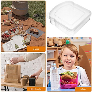 WESIEVYA 2pcs Small Sandwich Containers Clear Sandwich Box Small Bread Case Container Plast