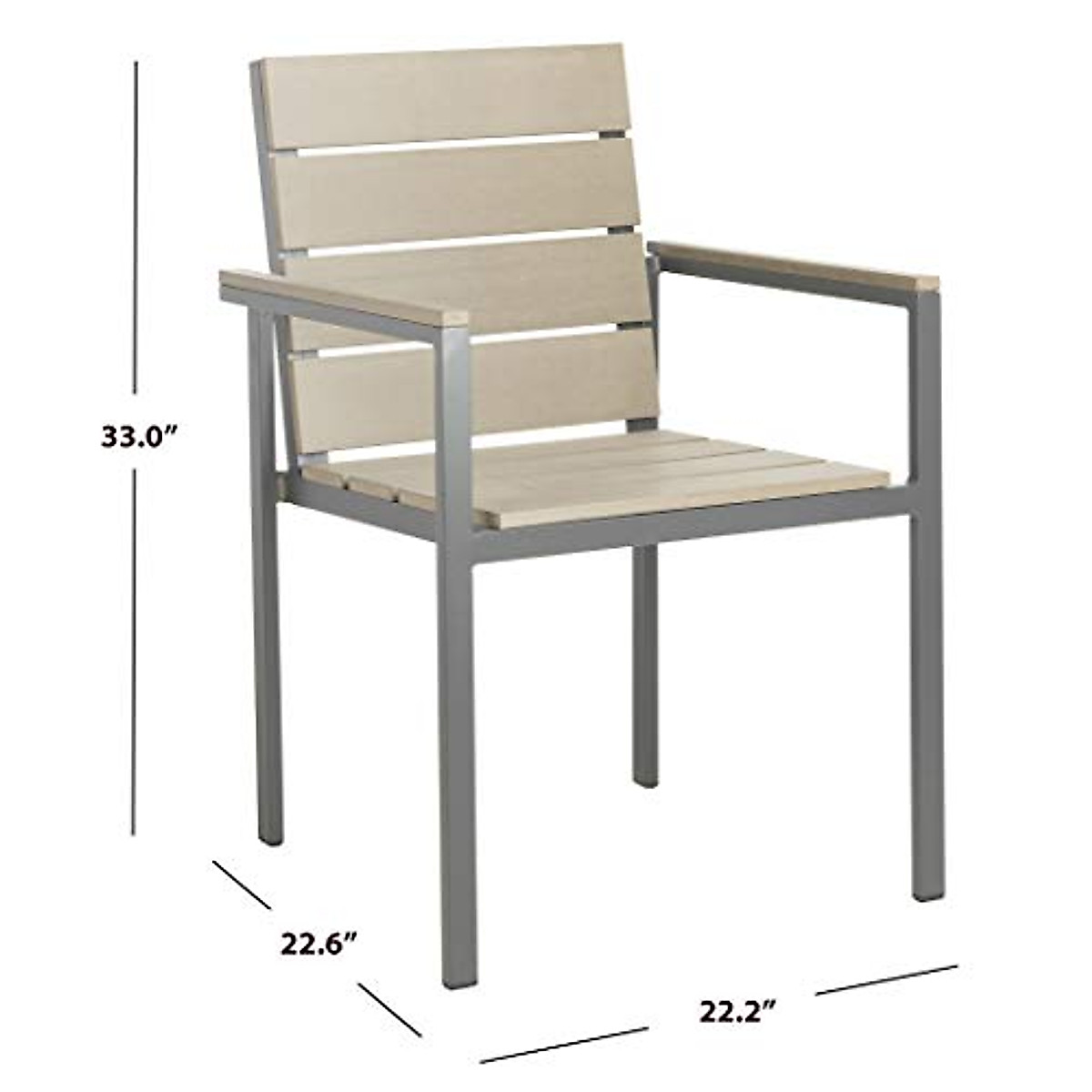 SAFAVIEH Outdoor Collection Beldan Distressed Taupe Stackable Chair (Set of 2)