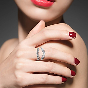 Uloveido 925 Sterling Silver Infinity Wedding Ring Guard Enhancer Double Band Engagement with Cubic Zirconia (Size 7.75)