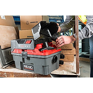 RIDGID 50318 4500RV ProPack Wet Dry Vac, 4.5-Gallon Portable Wet Dry Vacuum with Toolbox Design, 5.0 Peak HP Motor, Expandable Pro Hose, Blower Port Red