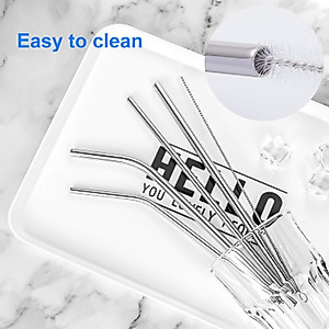 Reusable Straws with Case, Metal Straw Reusable Straws Drinking Straws Portable Eco Friendly Straight and Curved Stainless Steel Straws 8 Set with 2 Straw Cleaner