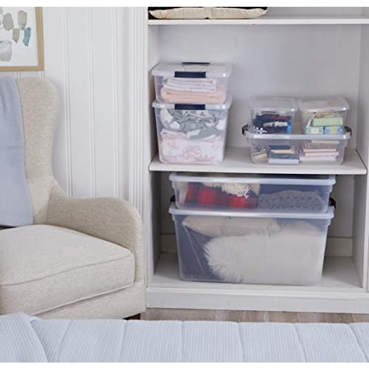 Rubbermaid Cleverstore Clear Variety Pack, Clear Plastic Storage Bins with Built-In Handles to Maximize Storage, Great for Large and Small Items, 16pk