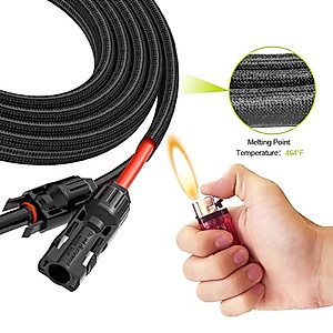 JXMXRPV Twin Wire Solar Panel Connector Extension Cable 10FT 10AWG (6mm²), Solar Panel Wire Adapter for Home Boat RV Solar Panels (10FT 10AWG)
