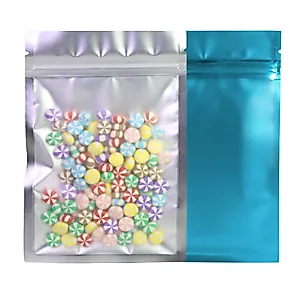 QQ Studio 100pcs Translucent Front Matte Color Foil Flat Packaging QuickQlick Bags (4" x 6", Translucent/Blue)