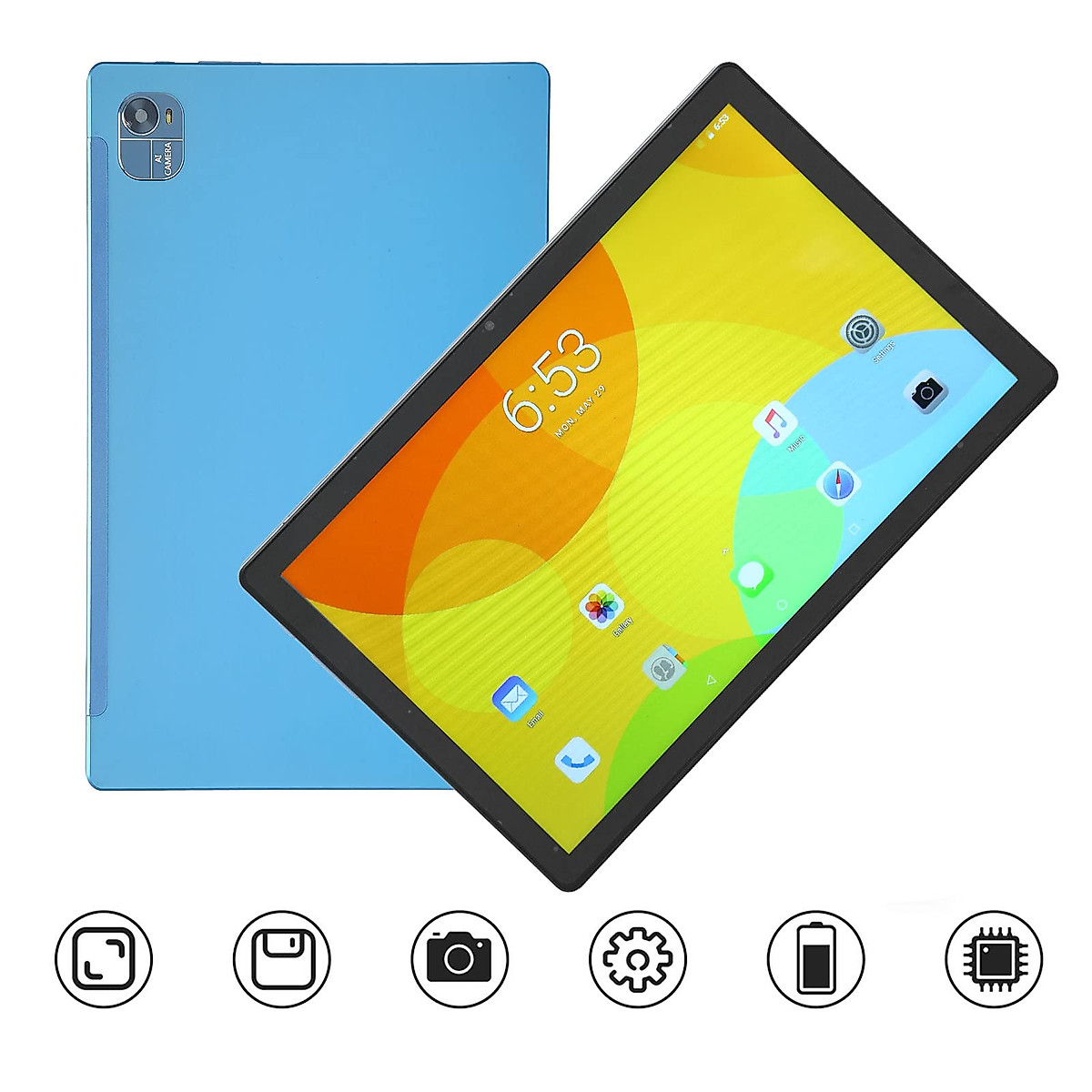 HEEPDD 10.1 Inch Tablet, Dual Camera 2 in 1 Tablet PC 5G WiFi Support 4G LTE US Plug 100-240V with Keyboard for Entertainment (Blue)