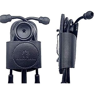 SECURE-A-SCOPE -100% Black Genuine Leather Stethoscope Holder with Clip for All Models: ADC, MDF, Adscope, Littmann. Perfect for physicians, Nurses, EMT, Medical Nursing Students.