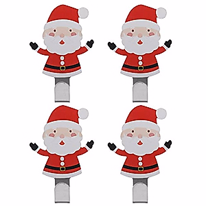 Cabilock 4Pcs Christmas Wall Hooks Santa Claus Metal Wall Hanger Christmas Wall Key Rack Holder Towel Coat Hooks for Door Bathrooms Key Robe Bag