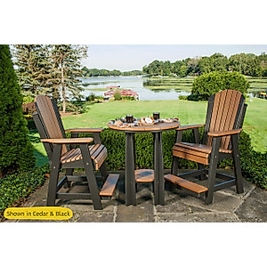 LuxCraft Plastic Poly Adirondack Balcony Chair with Built-in Footrest, Counter Height Outdoor Patio Dining Chair (Weatherwood & Chestnut Brown)