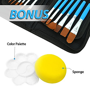 AUREUO Watercolor Paint Brush Set - 15 Nylon Painting Brushes, Sponge & Color Palette with a Pop-up Carrying Case as Paint Brush Holder for Beginner Watercolor Painting