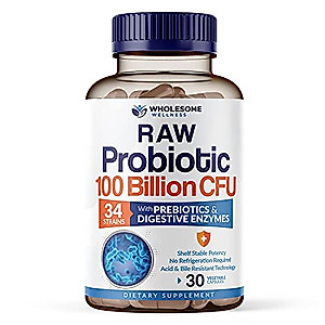 Organic Probiotics 100 Billion CFU, Dr Formulated Probiotics for Women, Probiotics for Men and Adults, Complete Shelf Stable Probiotic Supplement with Prebiotics & Digestive Enzymes; 30 Capsules