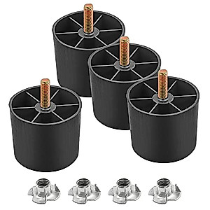 Masendelk 2 inch Plastic Furniture Legs, Round Tapered Table Legs Black Sofa Legs Replacement Legs with M8 Hanger Bolts for Couch Table Sofa, Pack of 4