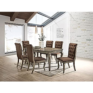 Liveasy Furniture Dining Table Set for 6 with Chairs, Dining Room Table Set with Tufted Dining Chairs, Kitchen Table Set for 6