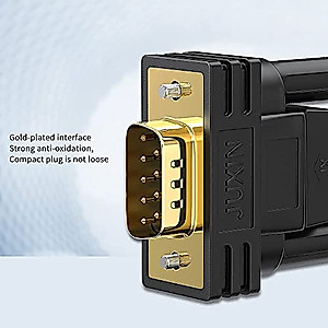 JUXINICE Copper Wire Db9 Extension Serial Cable Male to Female,Double Shielded with foil & Metal Braided,Gold Plated D-SUB 9 Pin Serial Cable RS232/RS485 Cable-Black 10ft