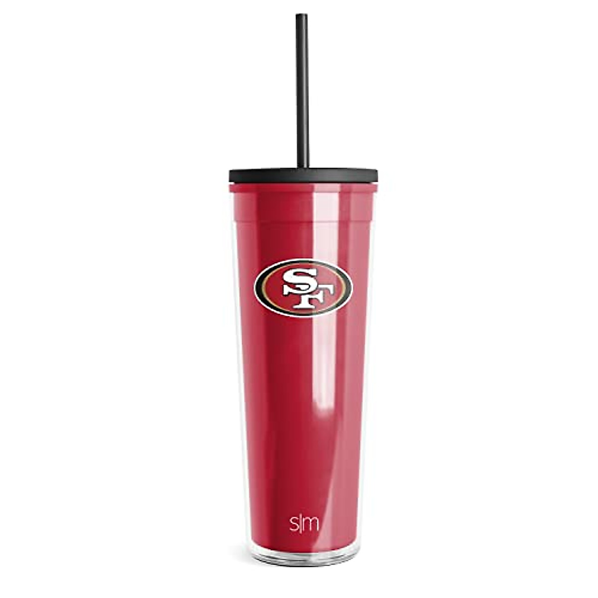 Simple Modern Officially Licensed NFL San Francisco 49ers Plastic Tumbler with Lid and Straw | Lightweight Travel Iced Coffee Cups, Cold Brew, Smoothie, or Tea Cup | 24oz | Classic Collection