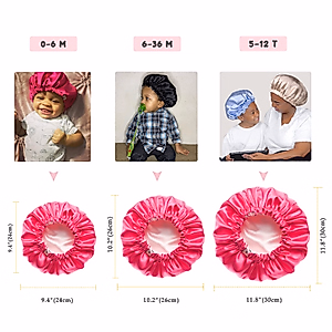 YANIBEST Baby Satin Bonnet Sleep Cap - Double Layer Reversible Adjustable Silky Satin Cap for Infant Toddler(6-36 Months,Hot Pink)