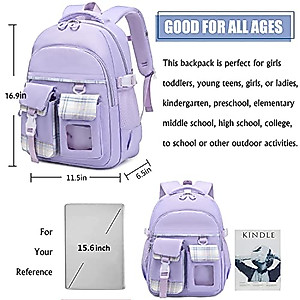 Vimivon Backpack for Girls Kids Elementary School Bag Checkered Water Resistant Teen Girl Travel Daypack Teen Girls Backpack